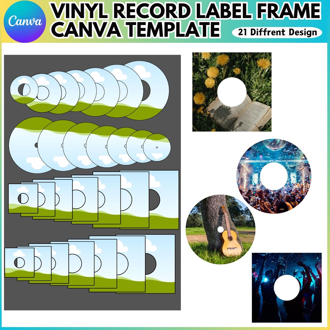 Vinyl Record Label Canva Template, Vinyl Record Frame, Blank Record ...
