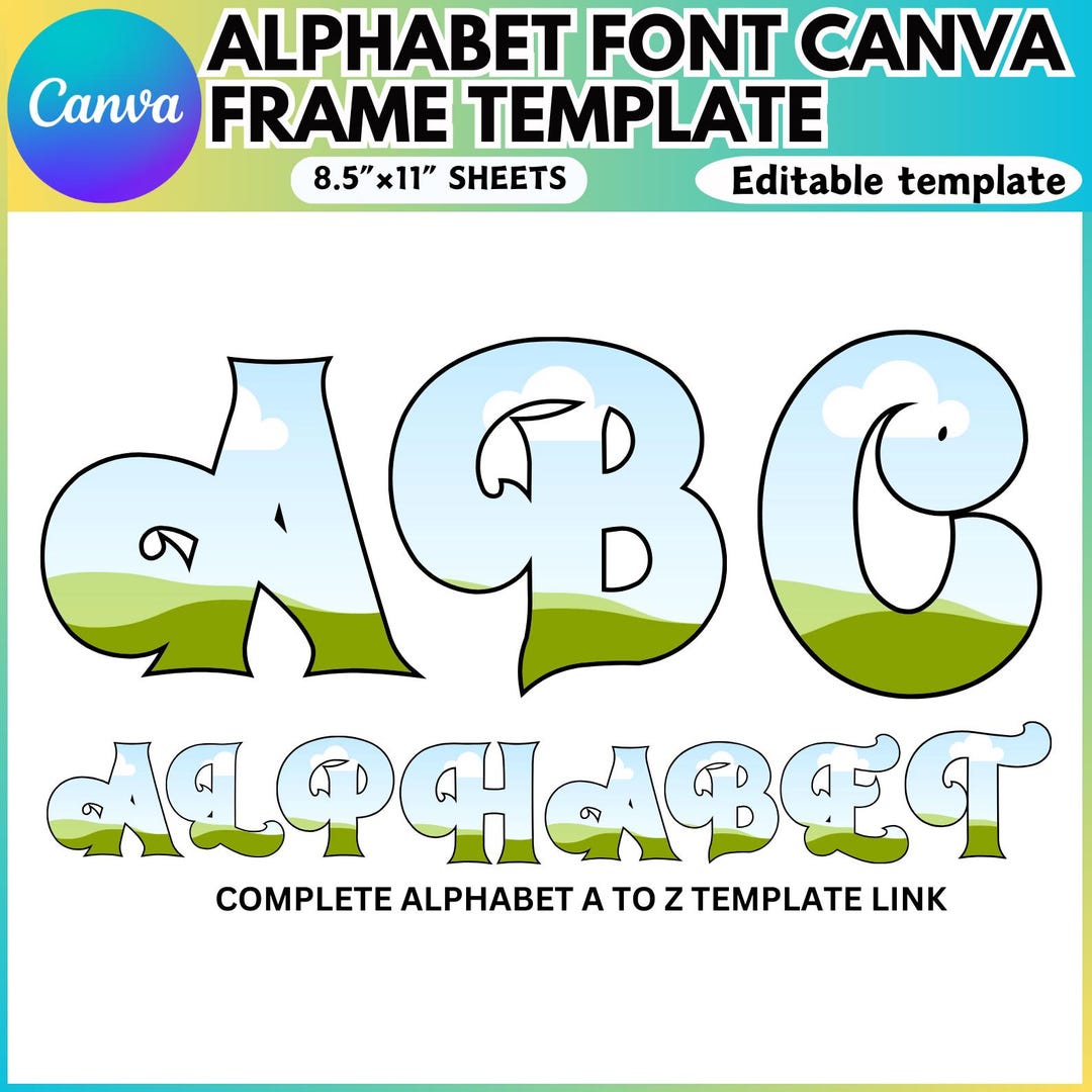 Alphabet Doodle Canva Editable Template, Alphabet Canva Frame, Fill ...