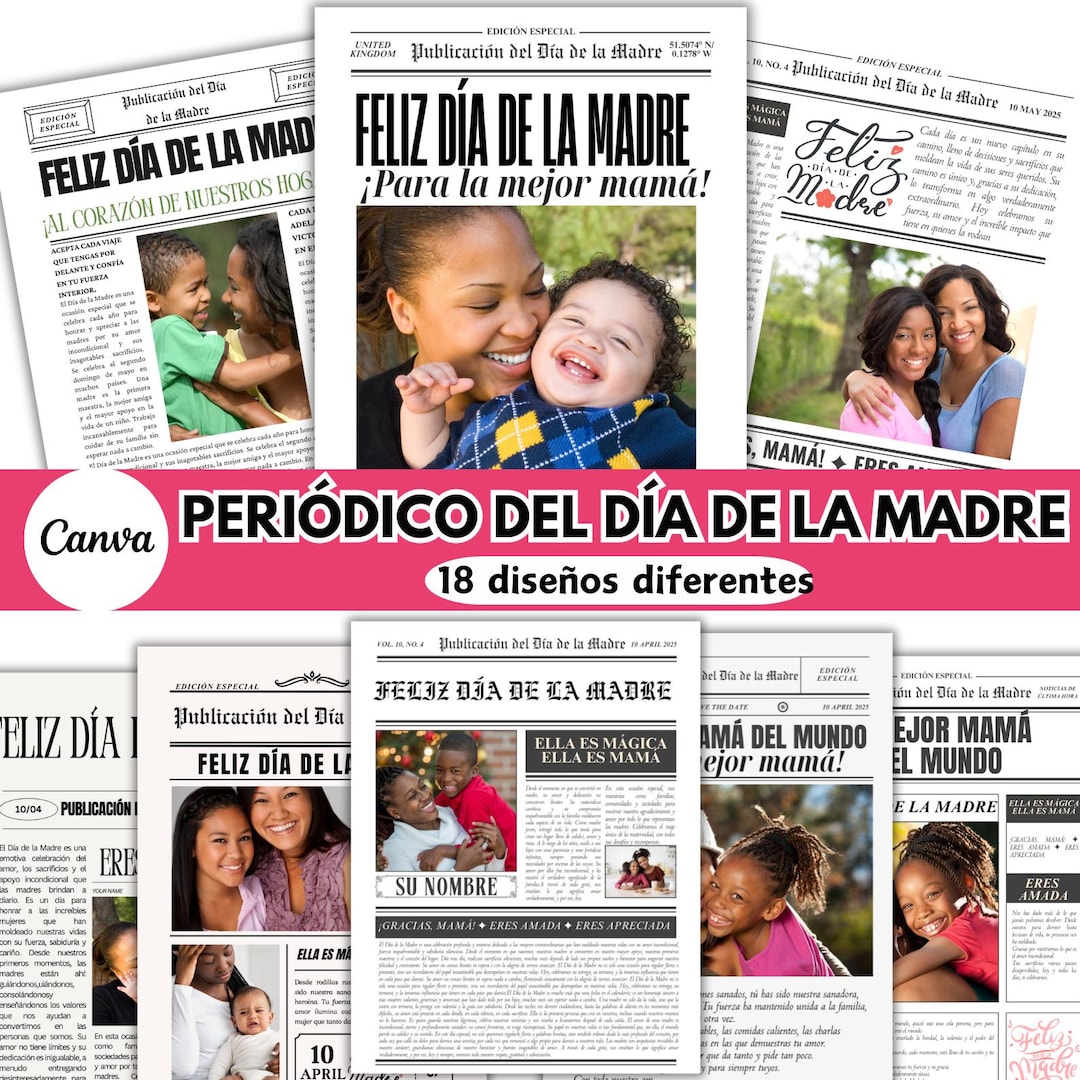 Plantilla Editable De Periódico Para El Día De La Madre En Canva ...