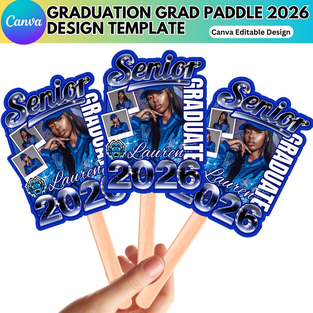 Grad Fan Blue 2026 Canva Editable Template, Class of 2026 Graduation ...