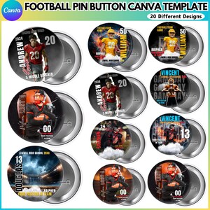Football Pin Button Canva Template, Editable Game Day Buttons, Custom ...
