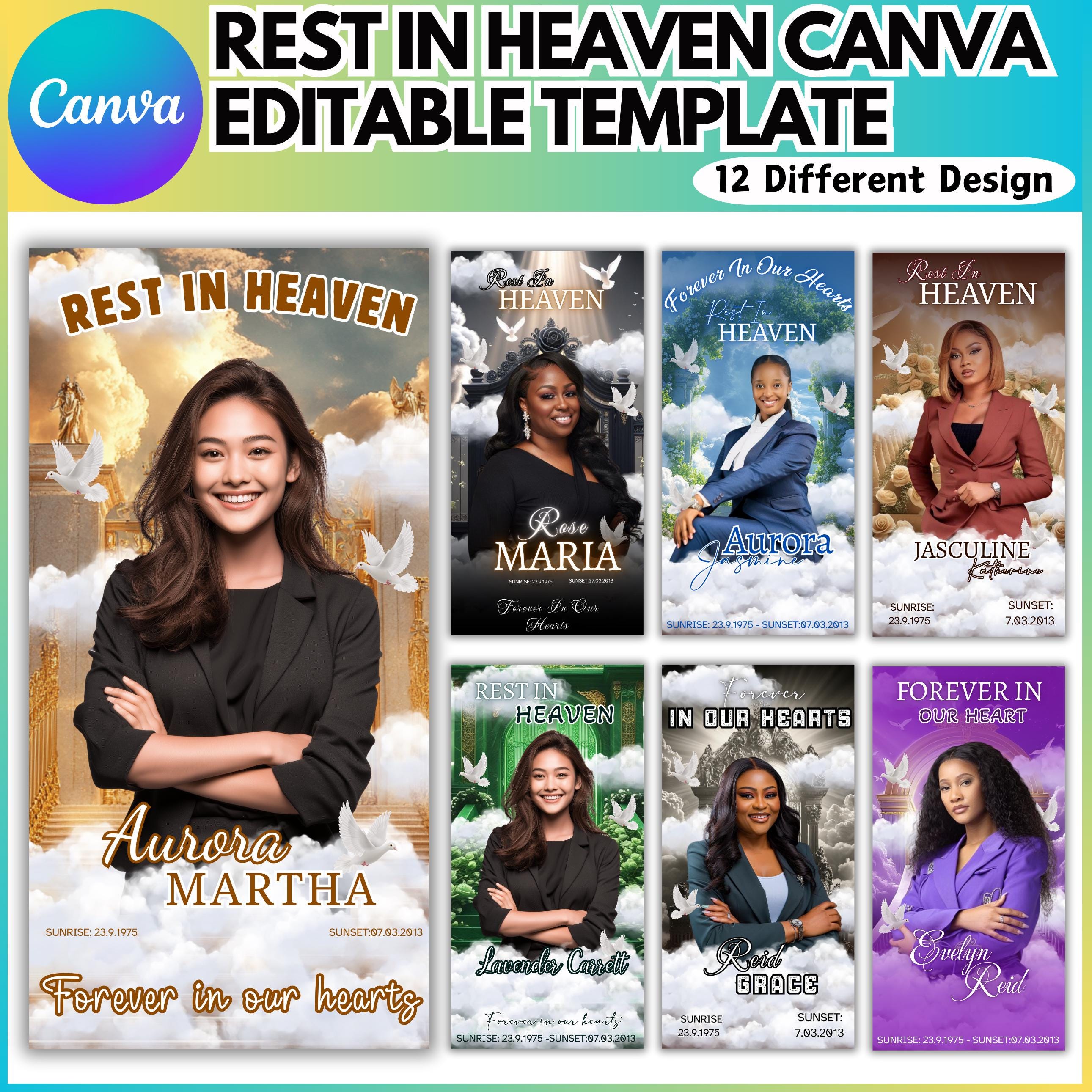 Rest in Heaven Photo Canva Editable Template, in Loving Memory PNG ...