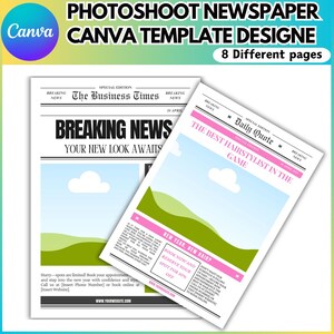 Newspaper for Photoshoot Canva Editable Template, DIY Editable Large ...