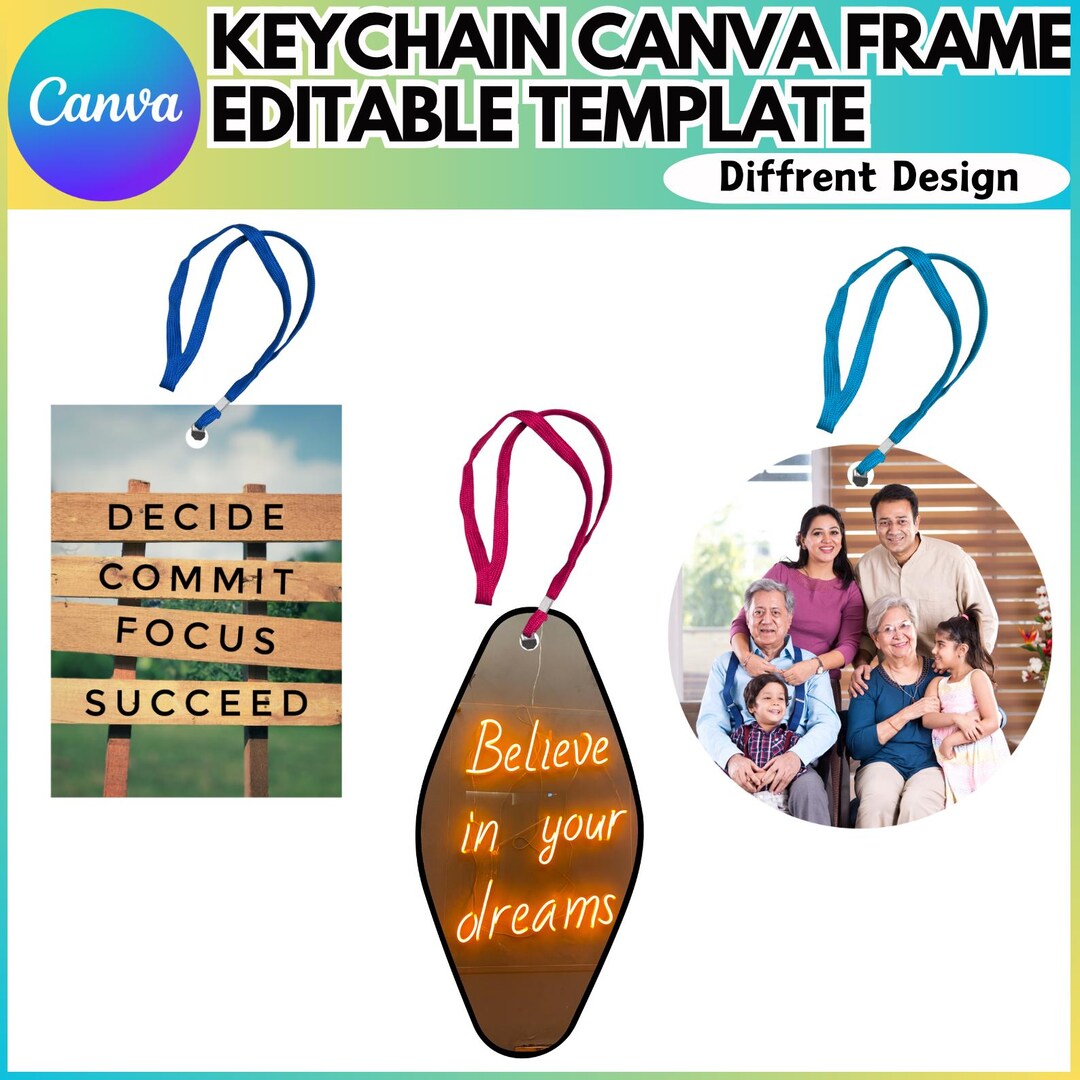 Keychain Canva Editable Template, Motel Keychain Canva Frame, Circle ...