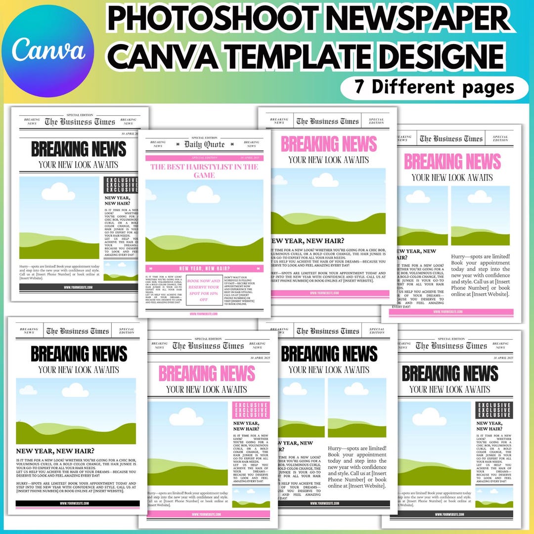 Newspaper for Photoshoot Canva Editable Template, DIY Editable Large ...