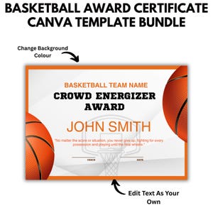 Basketball Awards Printable Canva Editable Template, End of Season ...