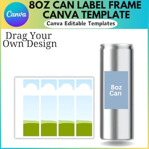 8 Oz Can Canva Template, Can Label Template, Can Template, Blank Can ...