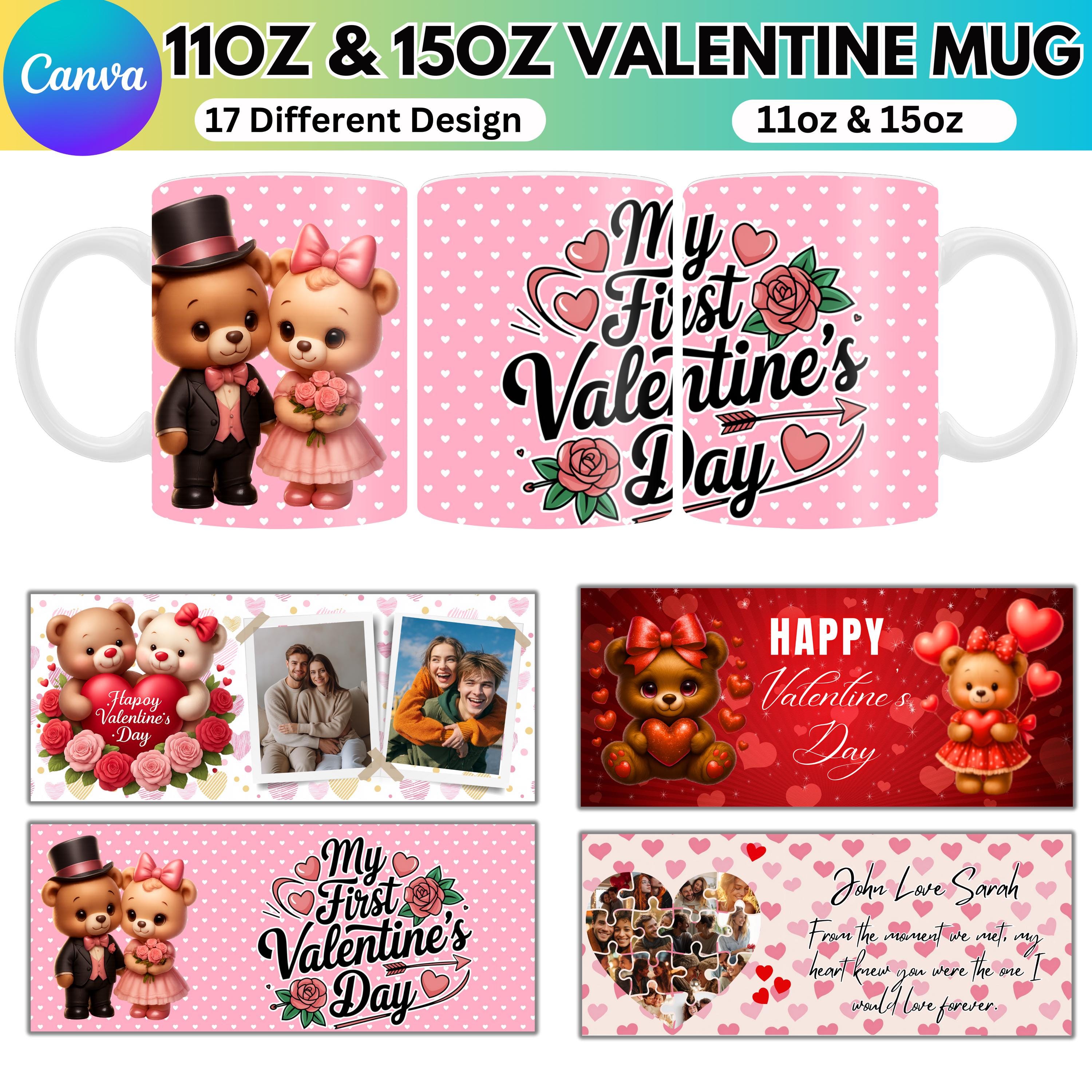 Valentine’s Day Mug Wrap Bundle | Love Mug Design Set | Editable Canva ...