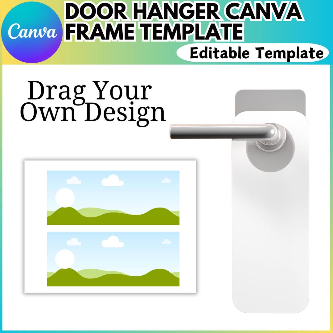 Door Hanger Canva Editable Template, Canva Door Hanger, Door Knob ...