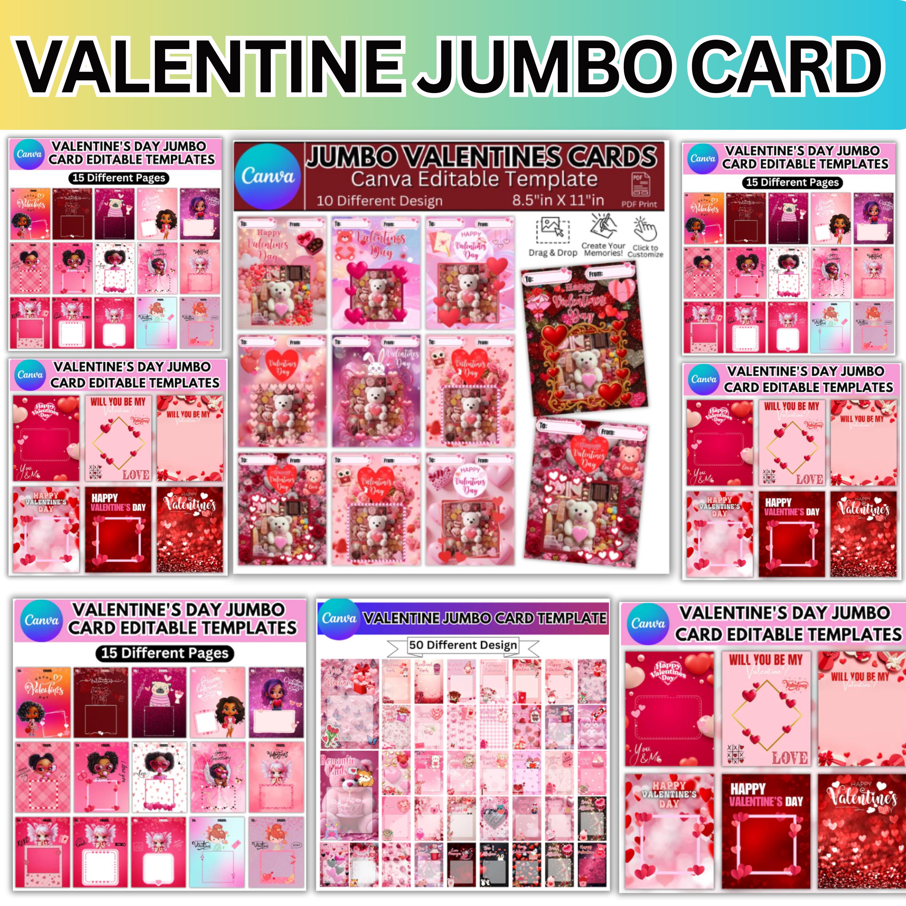 Valentine Jumbo Pack Card Mega Bundle Template, Custom Photo Collage ...