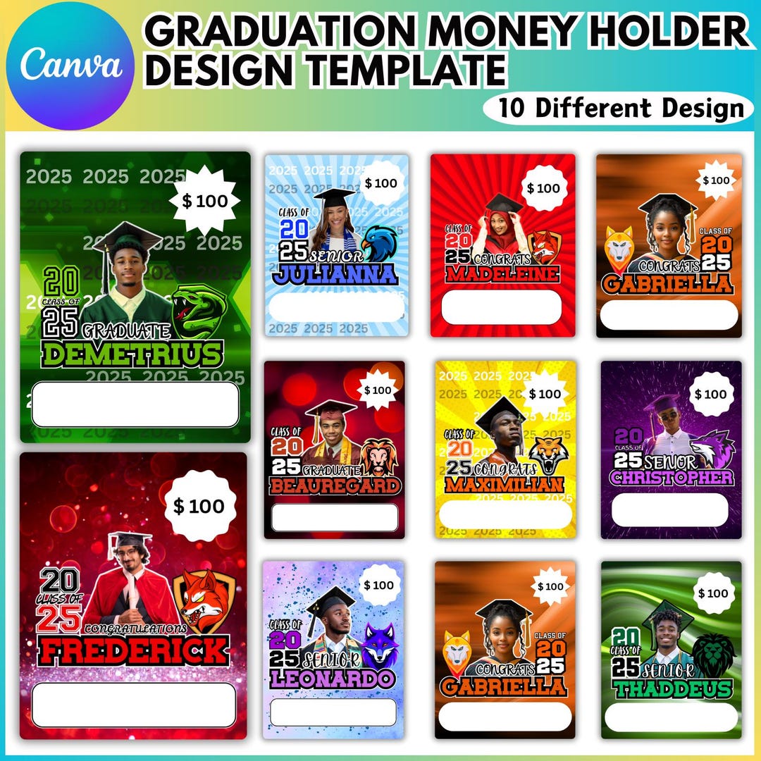 Graduation Money Holder Card Canva Editable Template, Money Gift Card ...