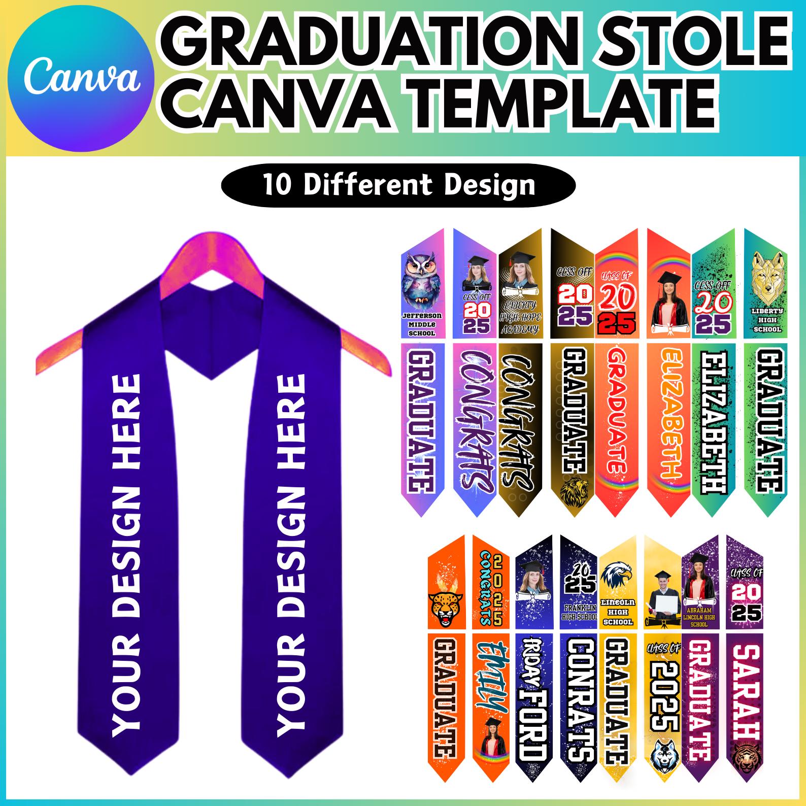 Graduation Stole Canva Editable Template, Graduation Stole 2025 ...