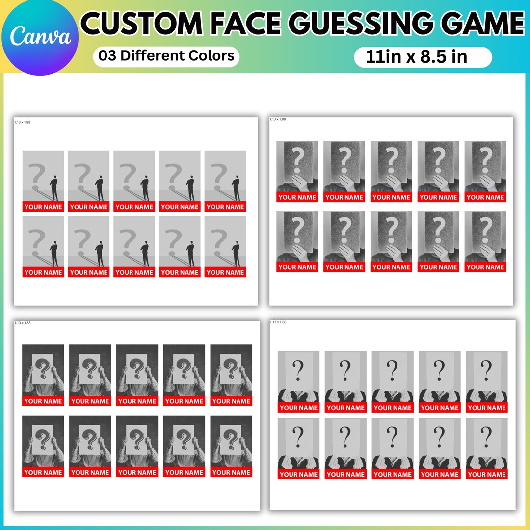Custom Face Guessing Game Template | Editable Canva Party Game ...