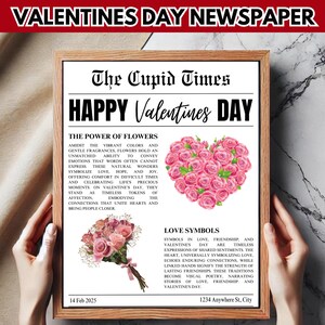 Valentines Cupid Post Newspaper Canva Editable Template, Custom ...