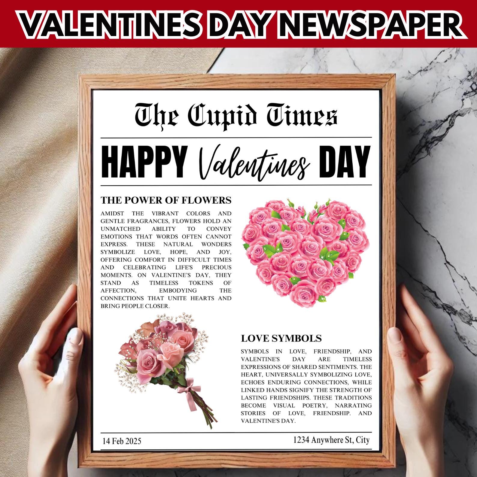 Valentines Cupid Post Newspaper Canva Editable Template, Custom ...