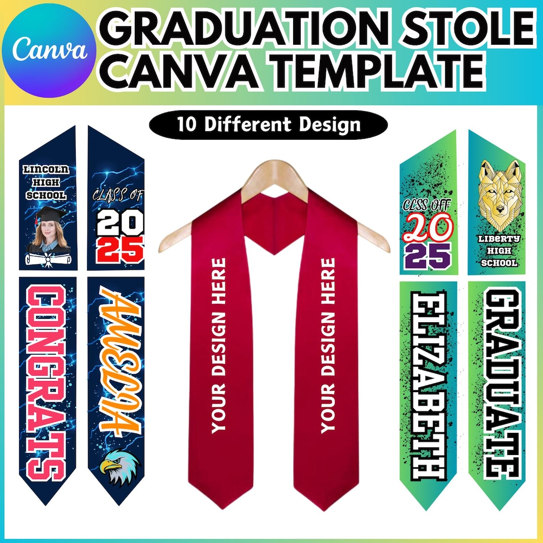 Graduation Stole Canva Editable Template, Graduation Stole 2025 ...