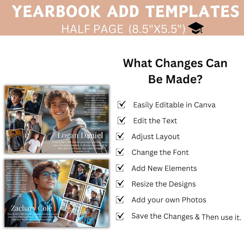 Half Page Yearbook Ad Canva Editable Template, Senior Yearbook Ad ...
