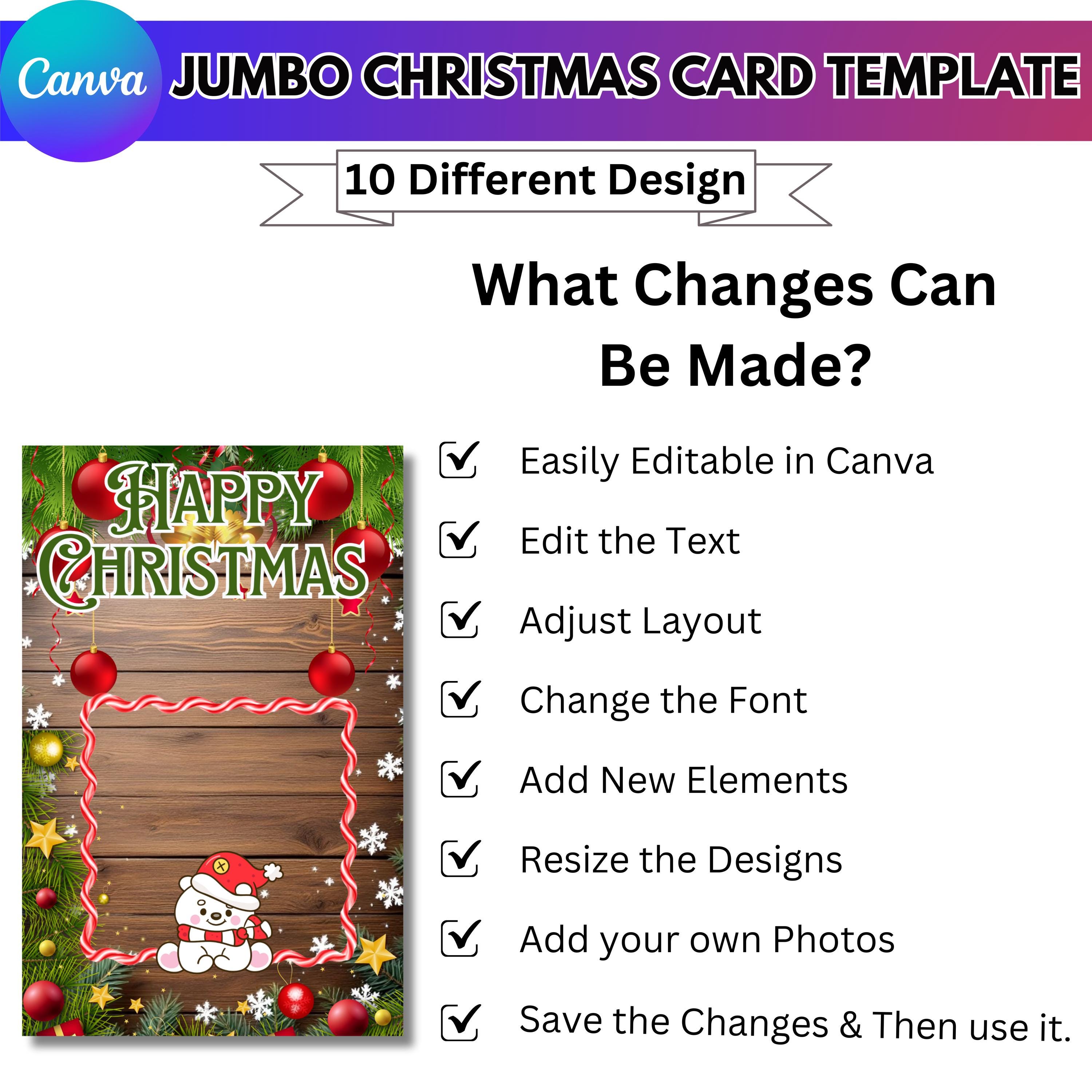 Jumbo Christmas Cards Bundle, Jumbo Christmas Card Templates, Christmas ...