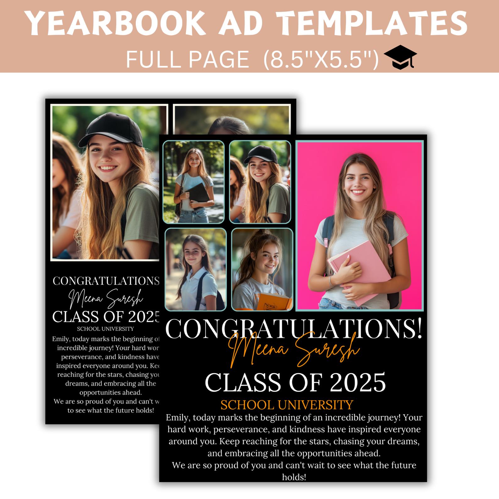 Full Page Yearbook Ad Canva Editable Template, Senior Yearbook Ad ...