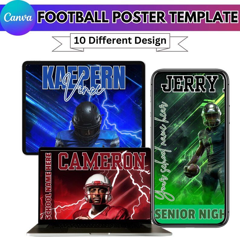 Football Poster Canva Template, Sports Background & Digital Backdrop ...