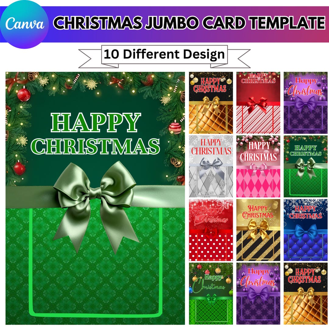 Jumbo Christmas Cards Bundle, Jumbo Christmas Card Templates, Christmas ...