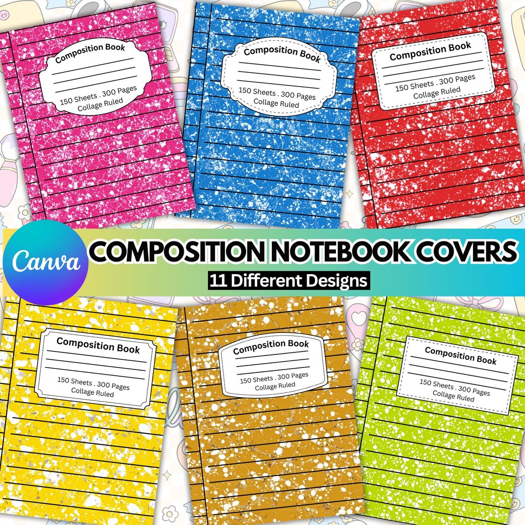 Composition Book Cover Template, Canva Composition Notebook Design ...