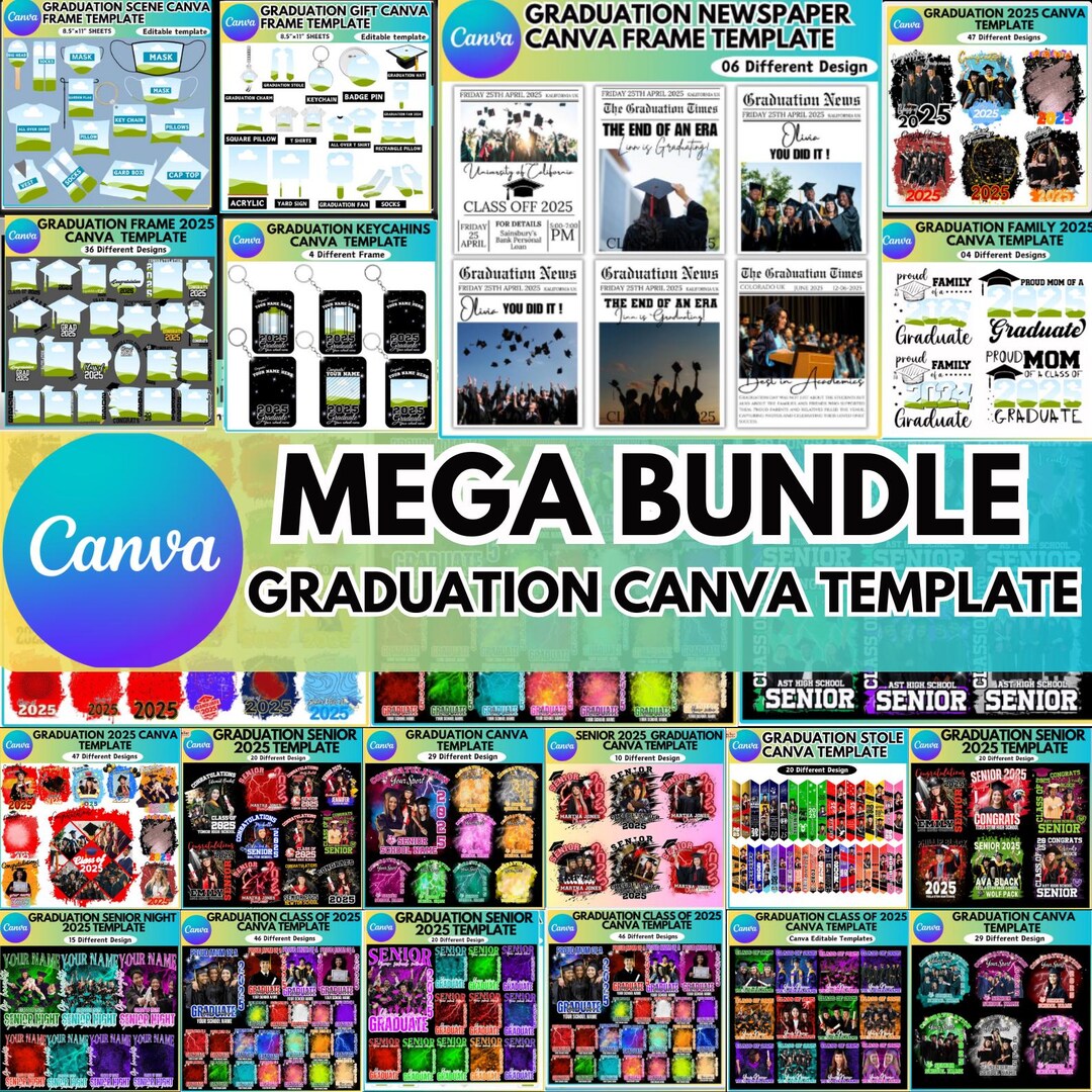 Graduation Mega Bundle Template, Grad Newspaper Template, Congrats ...