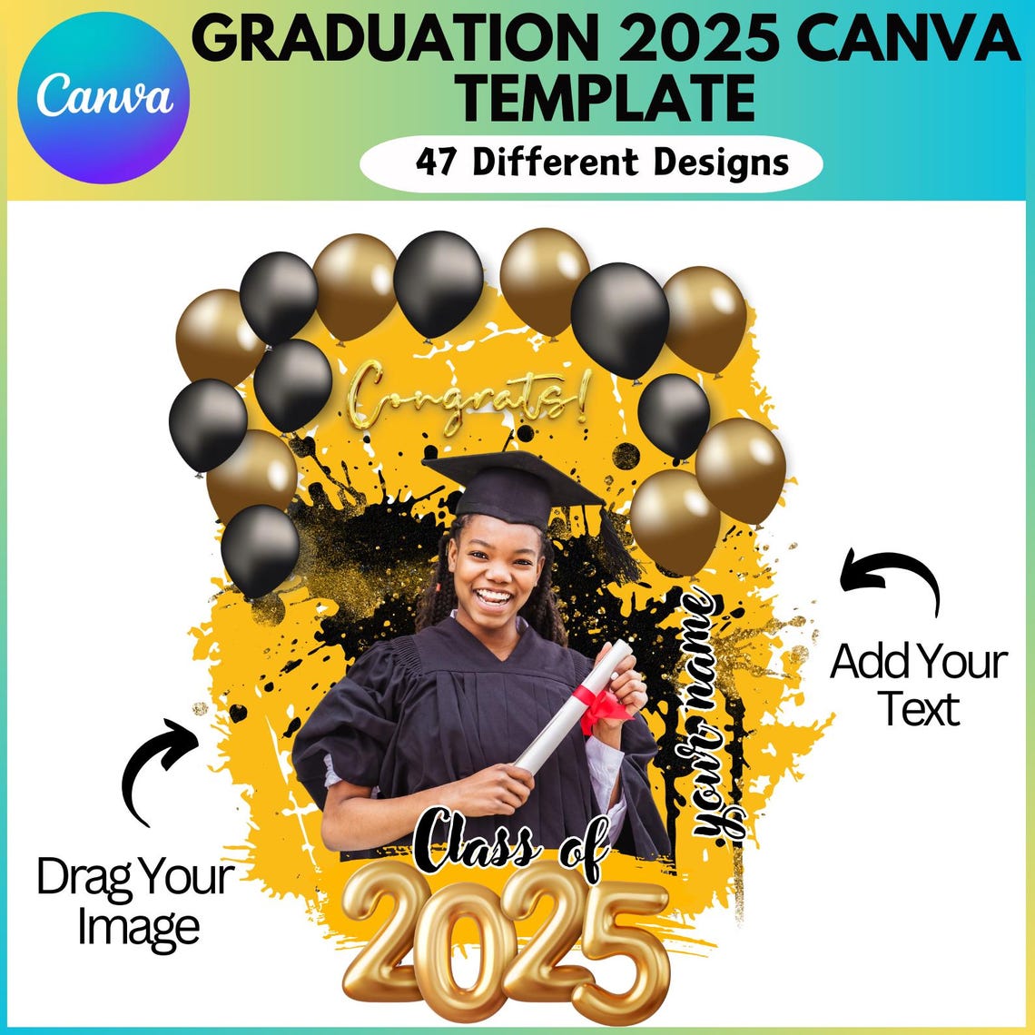 Class of 2025 Graduation Template, Senior 2025 Canva Template ...