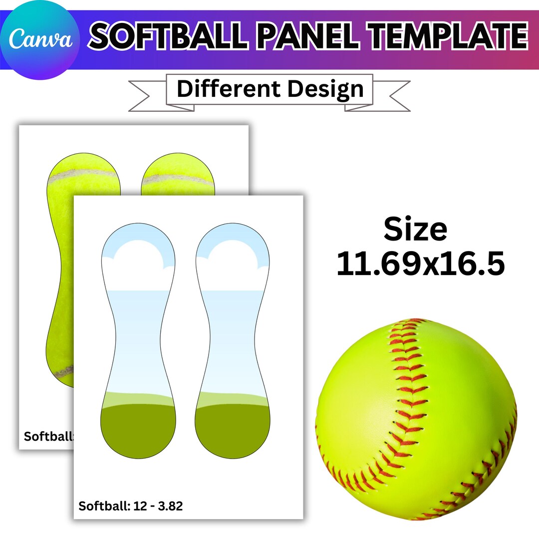 Softball Panel Template, Softball Wrap & Frame, DIY Custom Softball ...