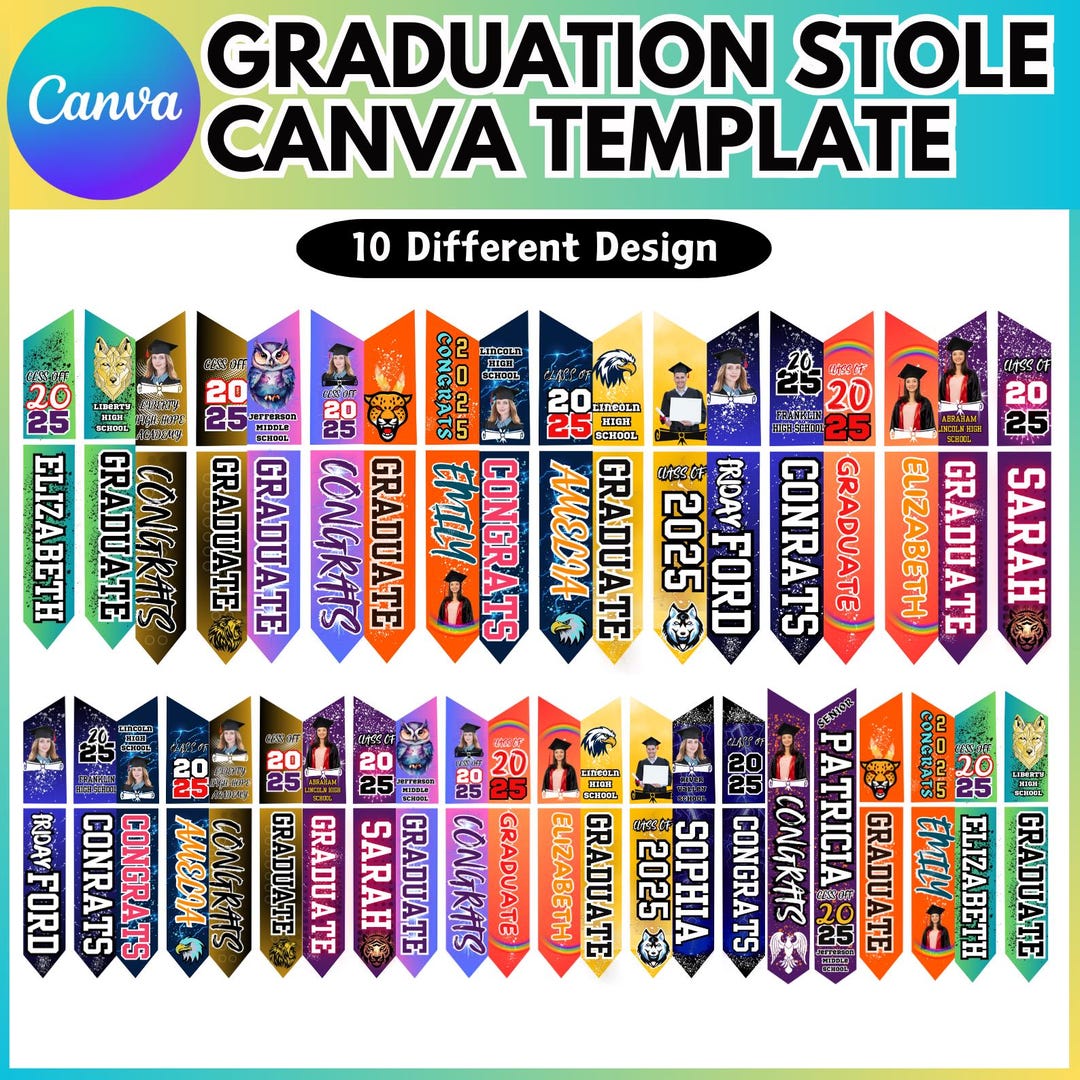 Graduation Stole Canva Editable Template, Graduation Stole 2025 ...