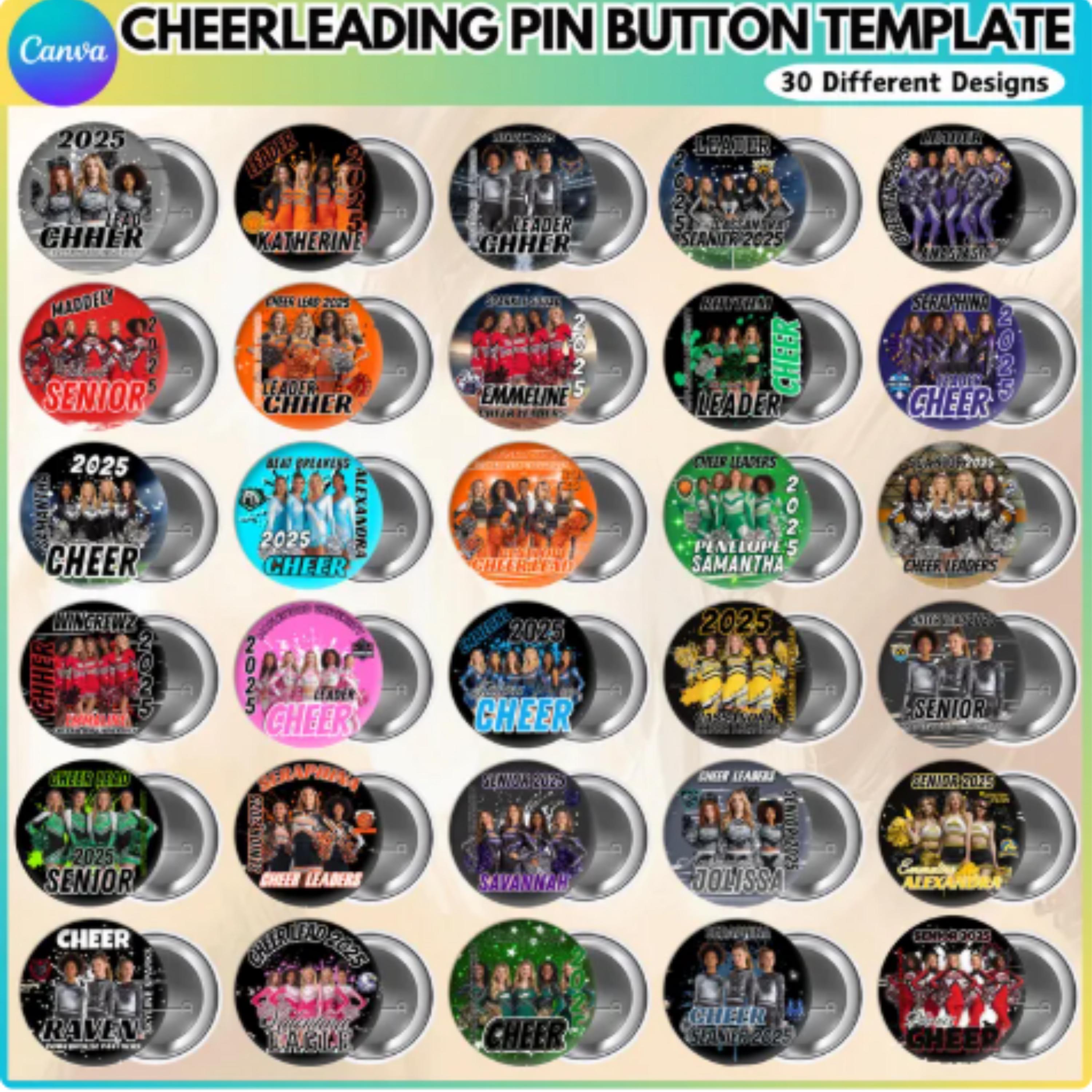 Cheerleading Canva Editable Mega Bundle, Cheerleading Pin Button ...