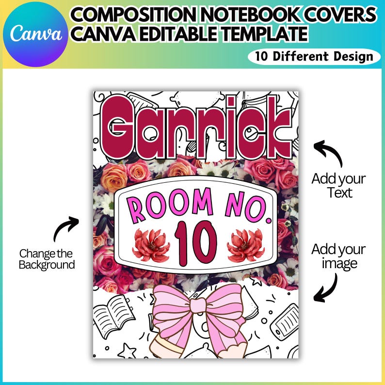 10 Composition Book Cover Template, Canva Composition Notebook Design ...