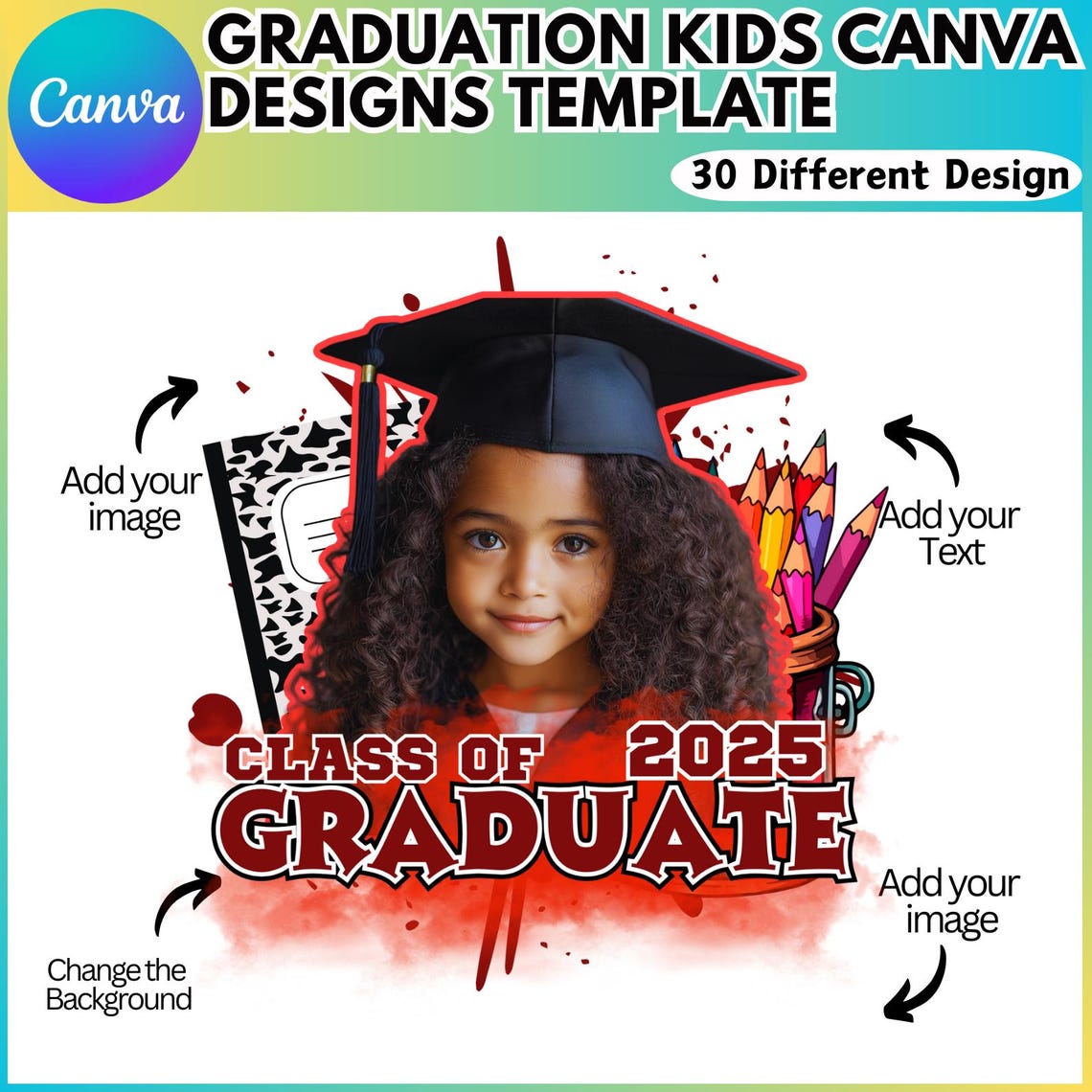 30 Kids Graduation Canva Editable Template, Class of 2025 Kids ...
