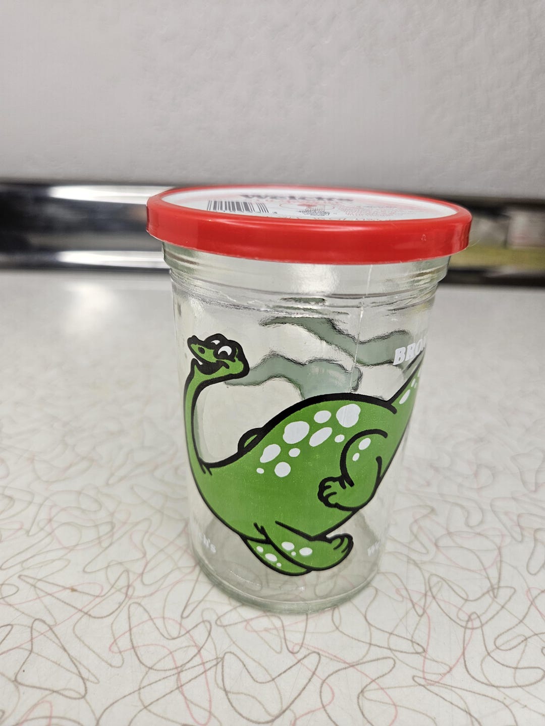 Vintage Brontosaurus, Dinosaur, Water Glass, Jelly Jar, 1998, Welches ...