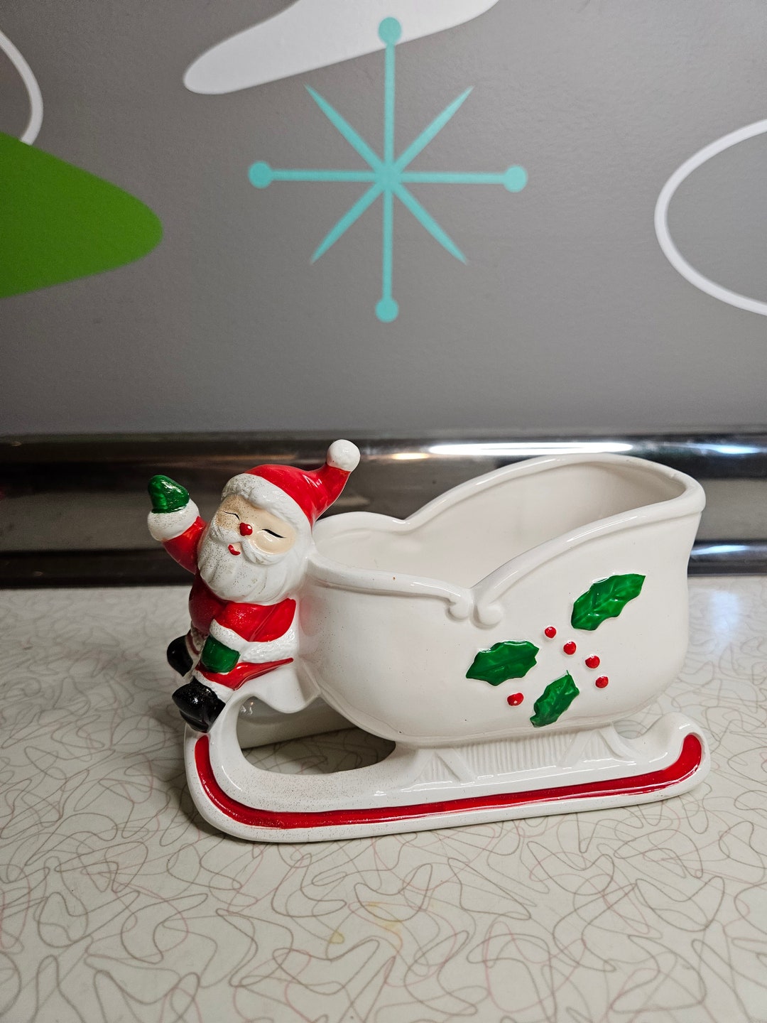 Vintage Jolly Santa Sleigh Planter, Ceramic, Christmas Decor, 1970s - Etsy