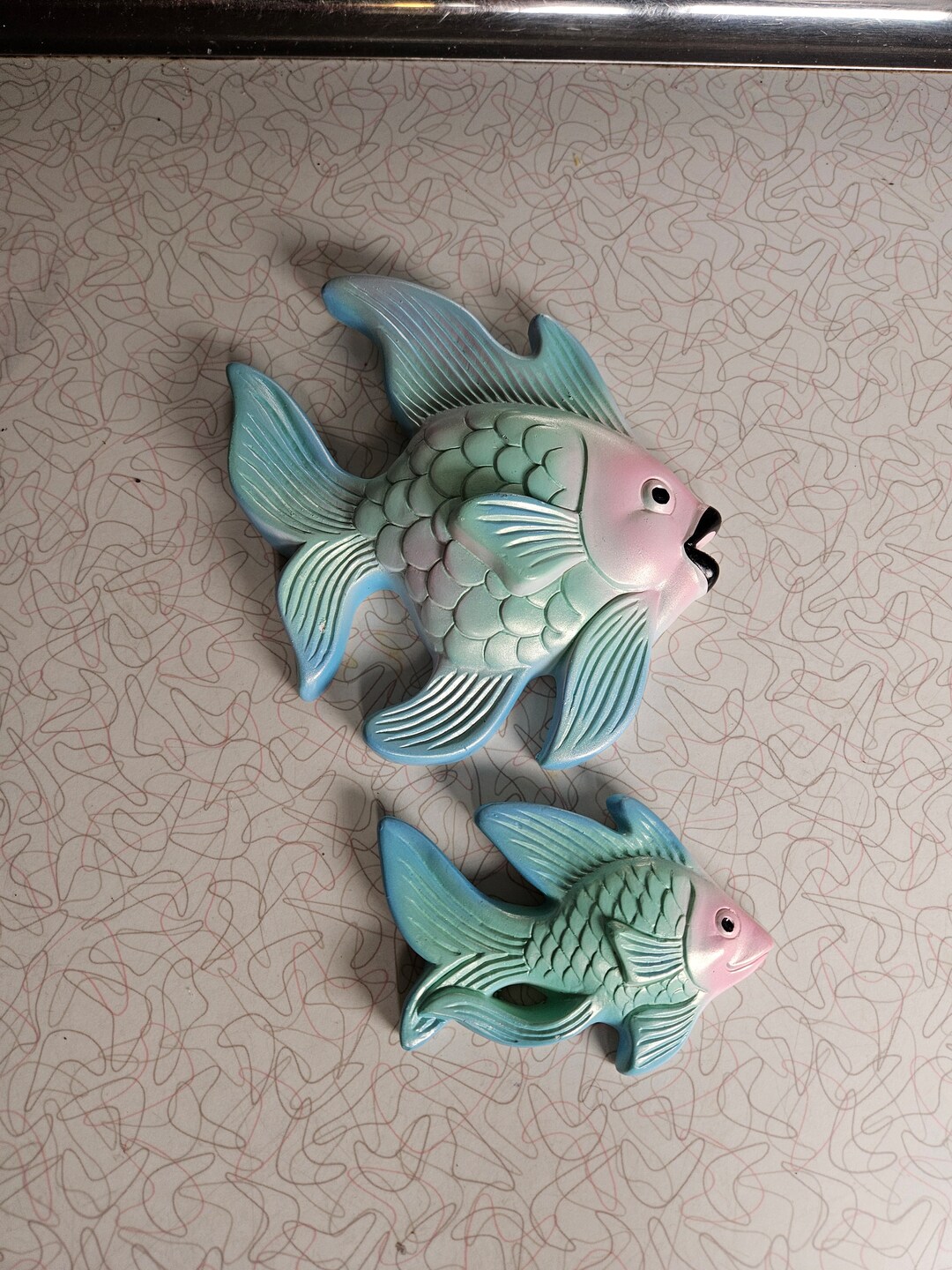 Blue Chalkware Fish, Vintage Bathroom Decor, Vintage 1974s Miller ...