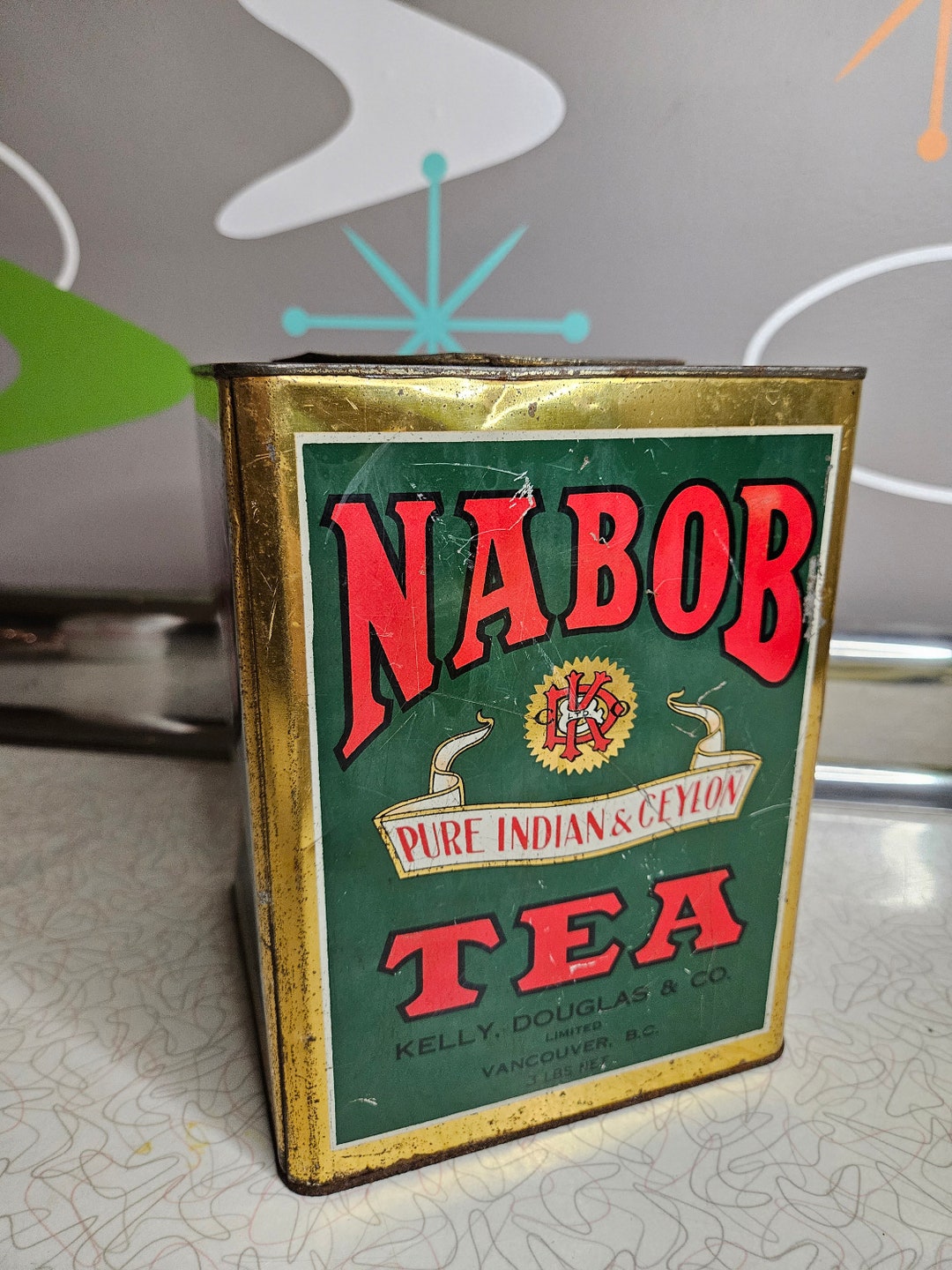 Antique Nabob Tea Tin Indian and Ceylon Tin, Advertising Tin, Vintage ...