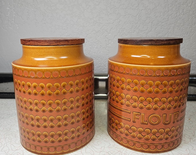 Vintage Saffron Hornsea Pottery Jars, FLOUR Canister, Pottery Canister ...