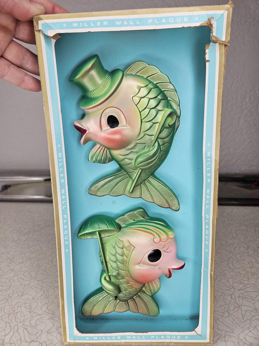 Vintage Chalkware Fish, NIB, Green, Bathroom Wall Decor - Etsy