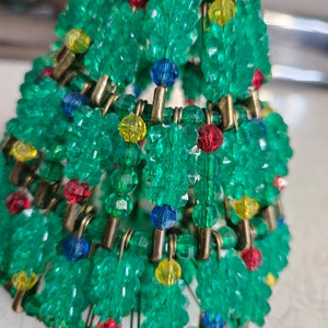 Vintage Safety Pin Christmas Tree, Christmas Decor, Green Beads Gold ...