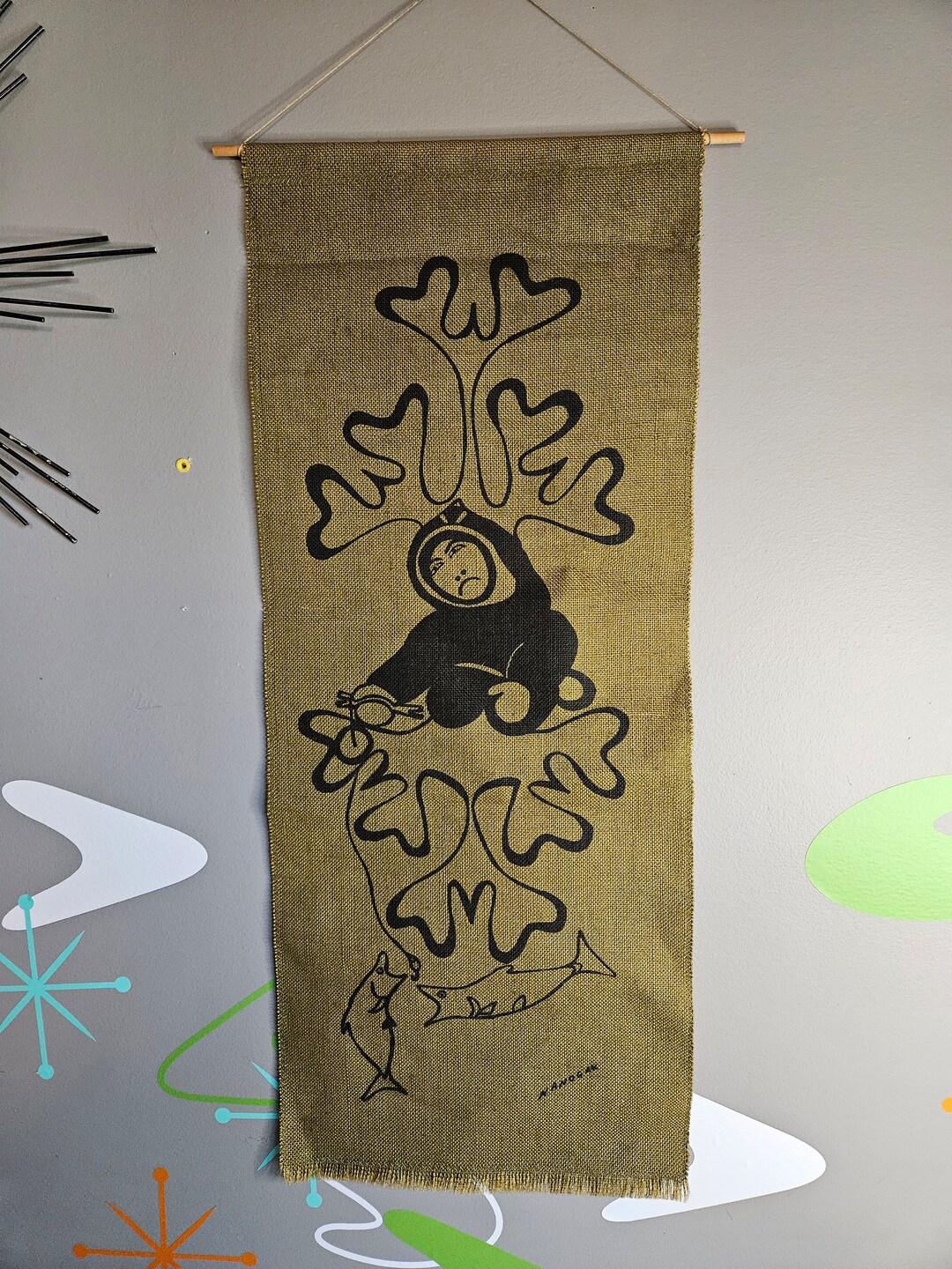 Agnes Nanogak Vintage Indigenous Wall Hanging, Wall Decor, Canadian ...