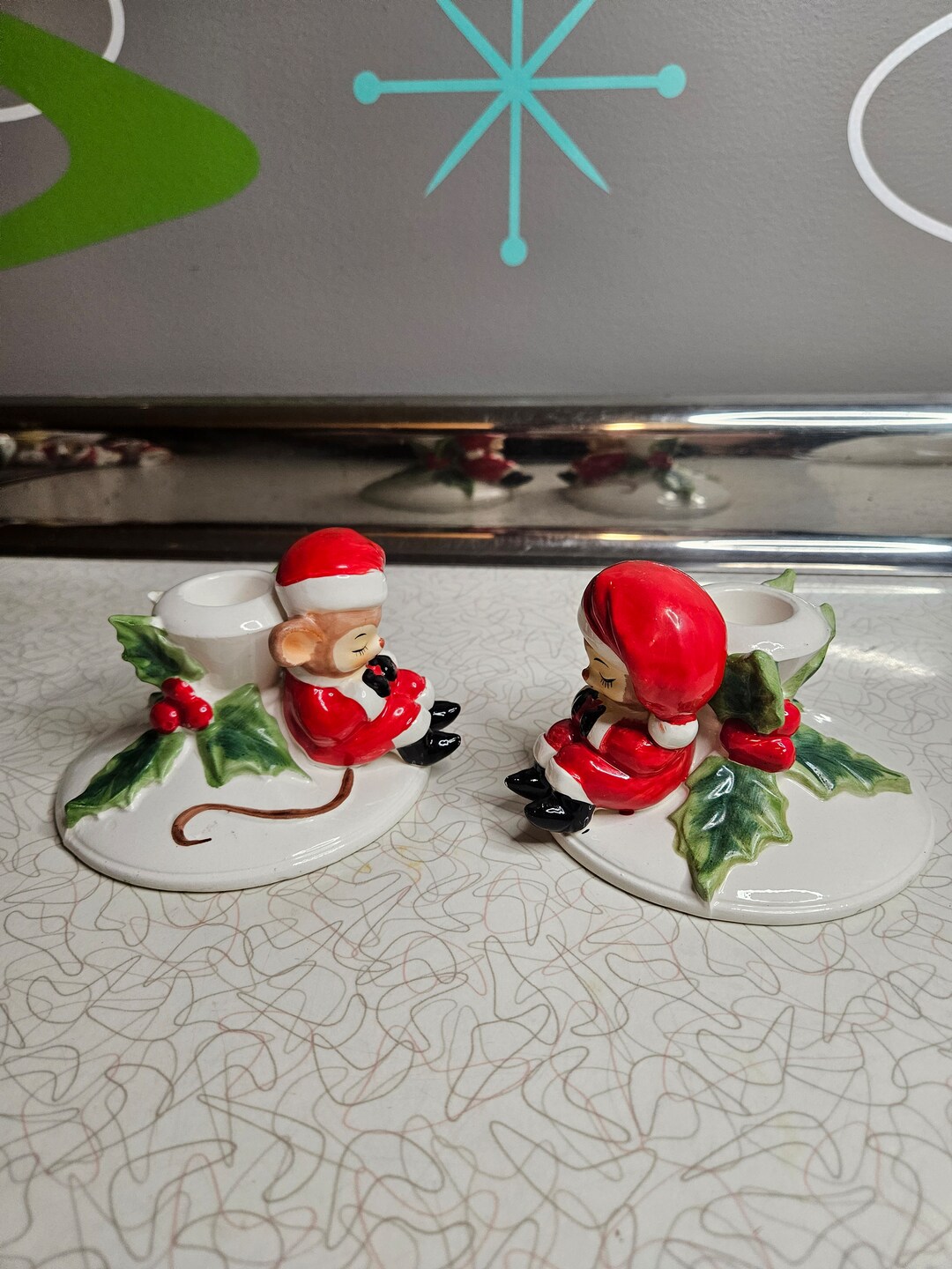 Vintage Christmas Mouse Candle Holders Ceramic Silent Night - Etsy