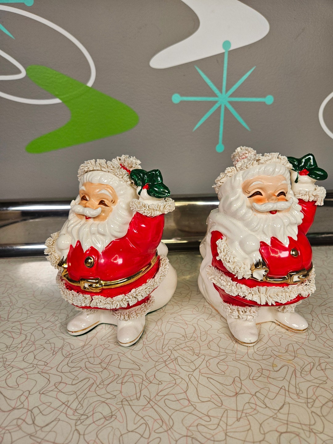 Vintage Napco Spaghetti Santa Bank, Red White Spaghetti Santa, Blue ...