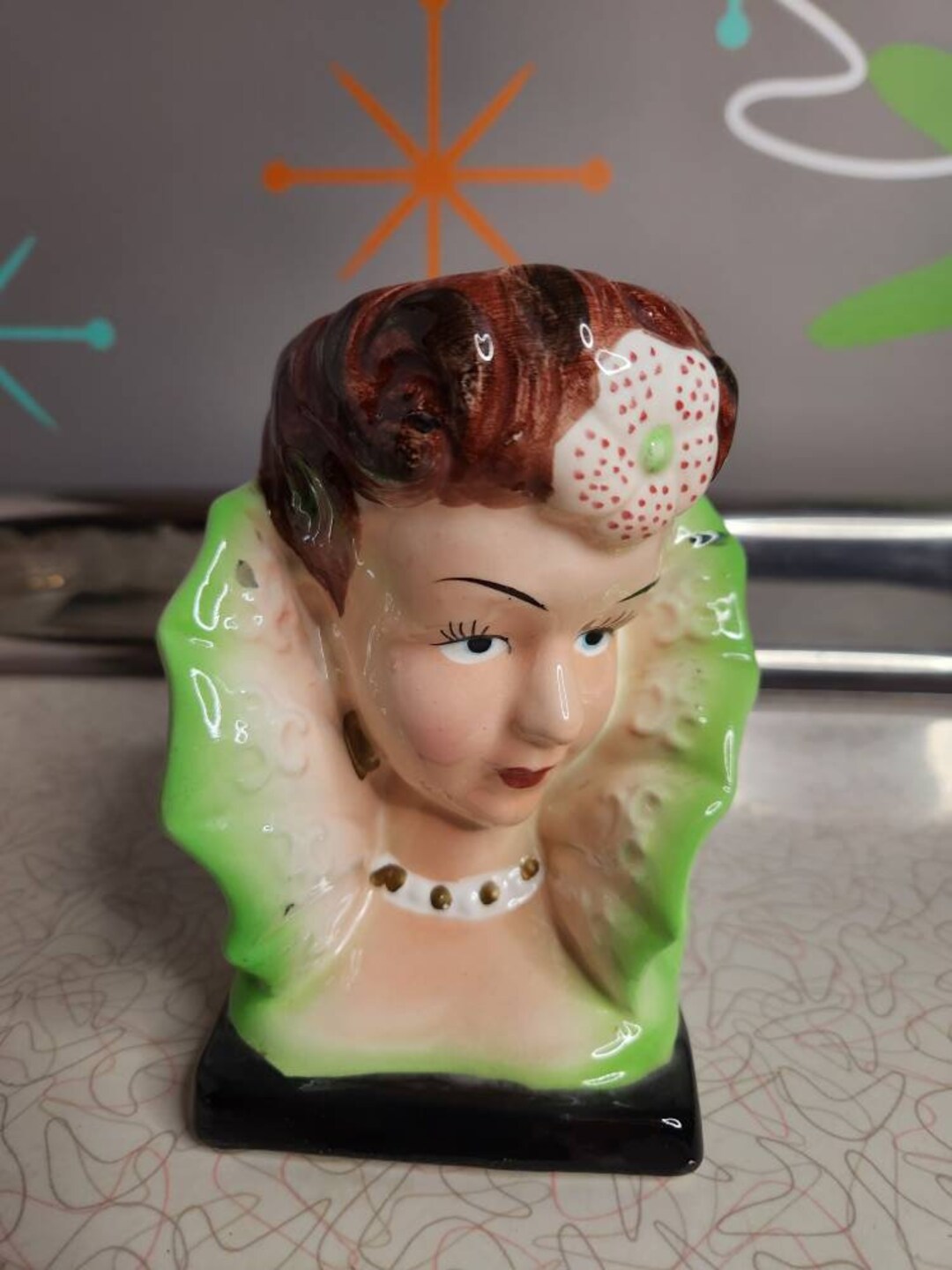 Vintage Ceramic Lady Head Vase, Usagco , Lady Head Planter Vase, Decor ...