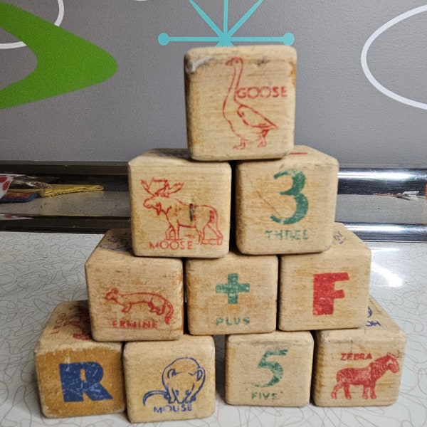 Antique Wooden Baby Blocks - Etsy