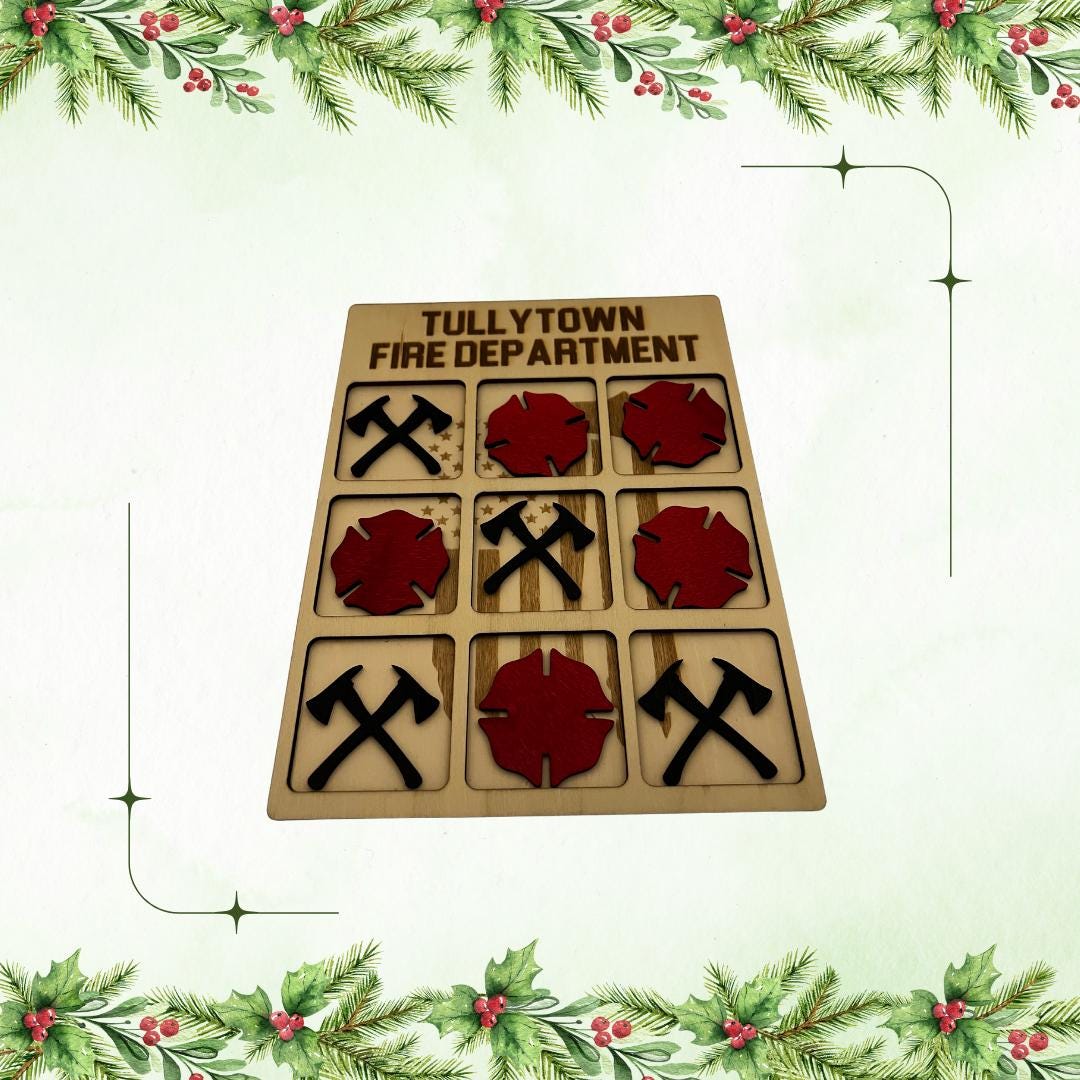 Personalized Fire Department Tic Tac Toe Game - Firefighter Gifts - Etsy