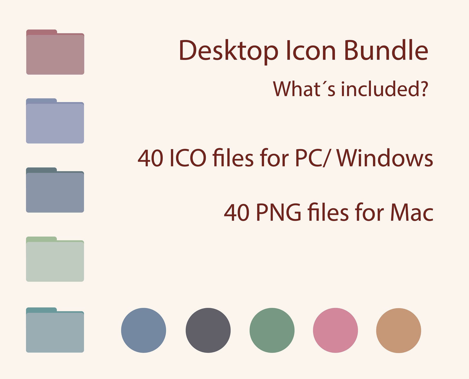 Desktop Icons Mac and Windows, Desktop Folder Icons Bundle, Colorful ...