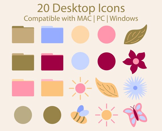 Cute Desktop Icon Set Mac Icons Bundle Cute Icons Bundle | Etsy