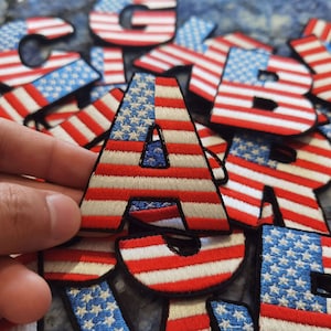 USA Flag Letters (A-Z Letters), USA Flag ALPHABET, Embroidered Letters ...