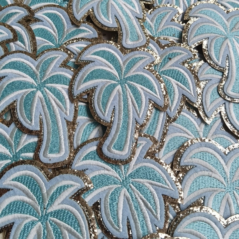 Iron on Palm Tree Embroidered Patch, Bigger Size Coconut Tree Patch ...